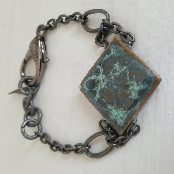 Dandy Jewelry | Jewelry | Vintage Dandy Triangle Ceramic Silver Blue ...